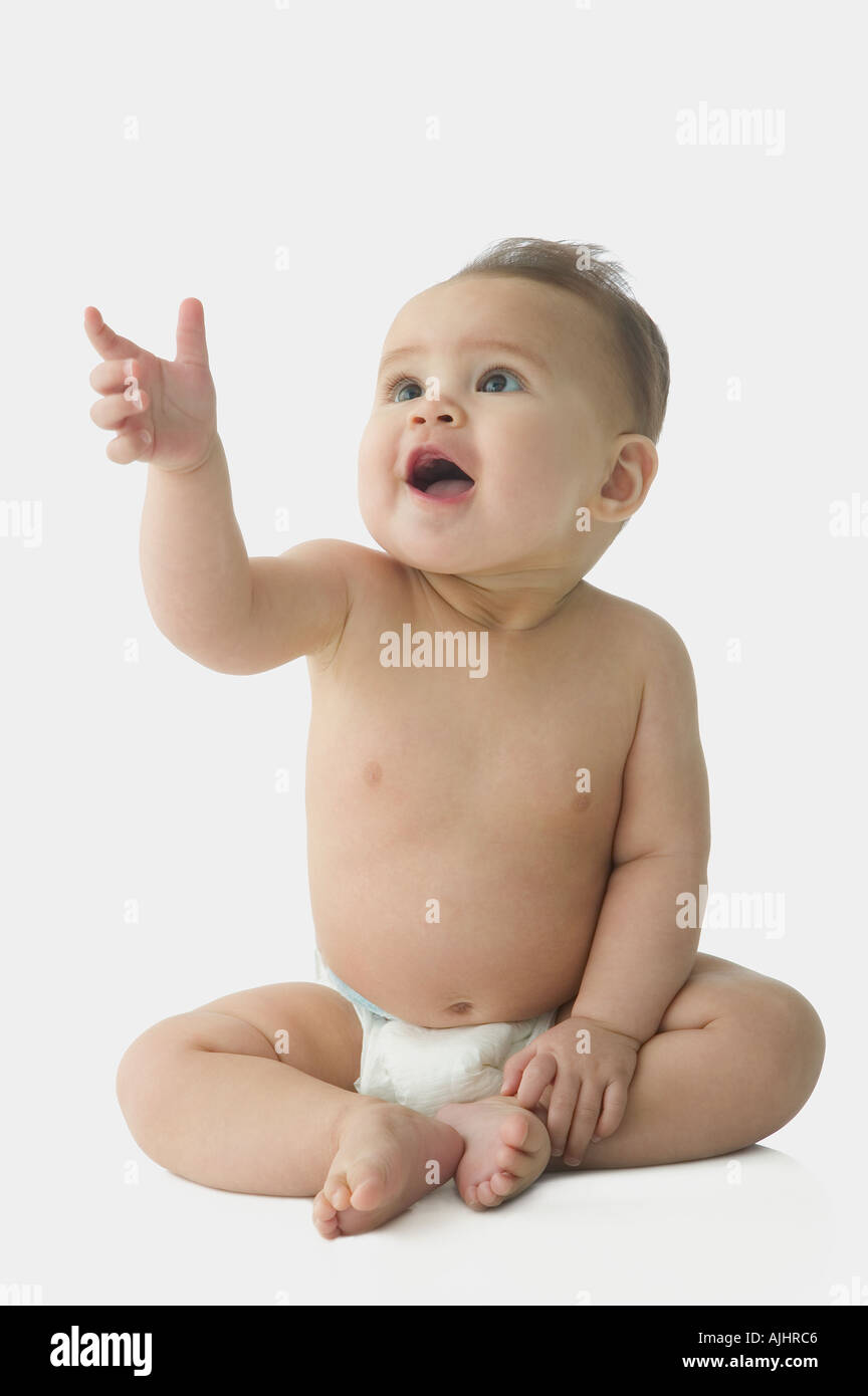 Baby pointing studio shot hi-res stock photography and images - Alamy