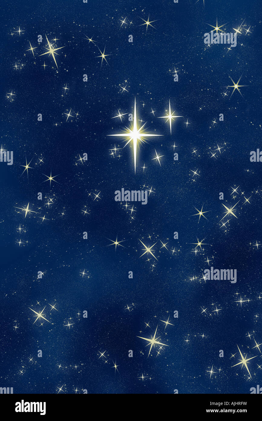 big bright and beautiful wishing or christmas star amongst the night ...