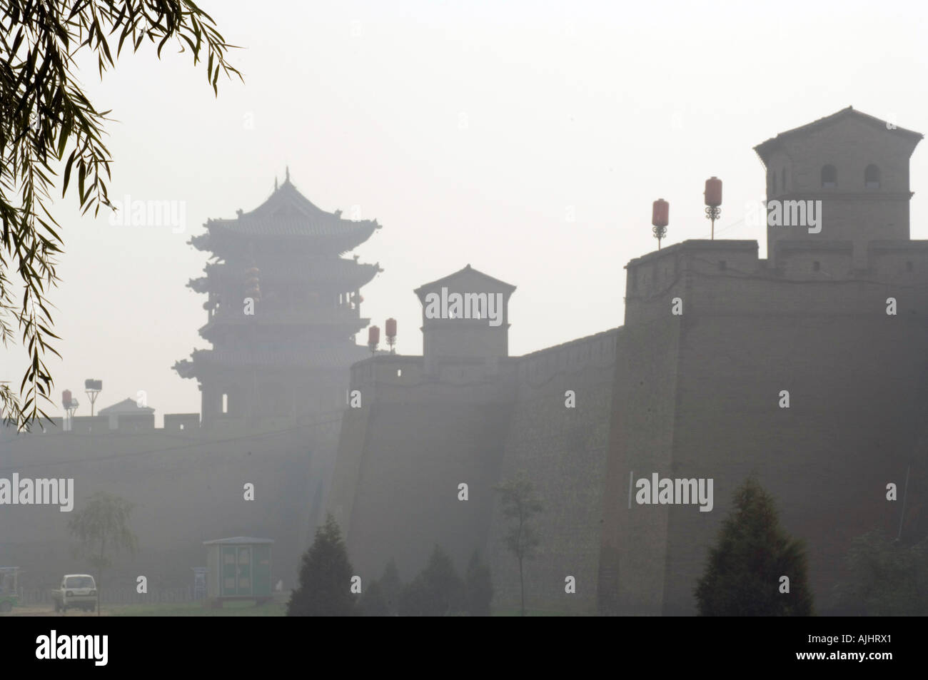 Pingyao City Wall Tall walls surround the ancient city of Pingyao Stock ...