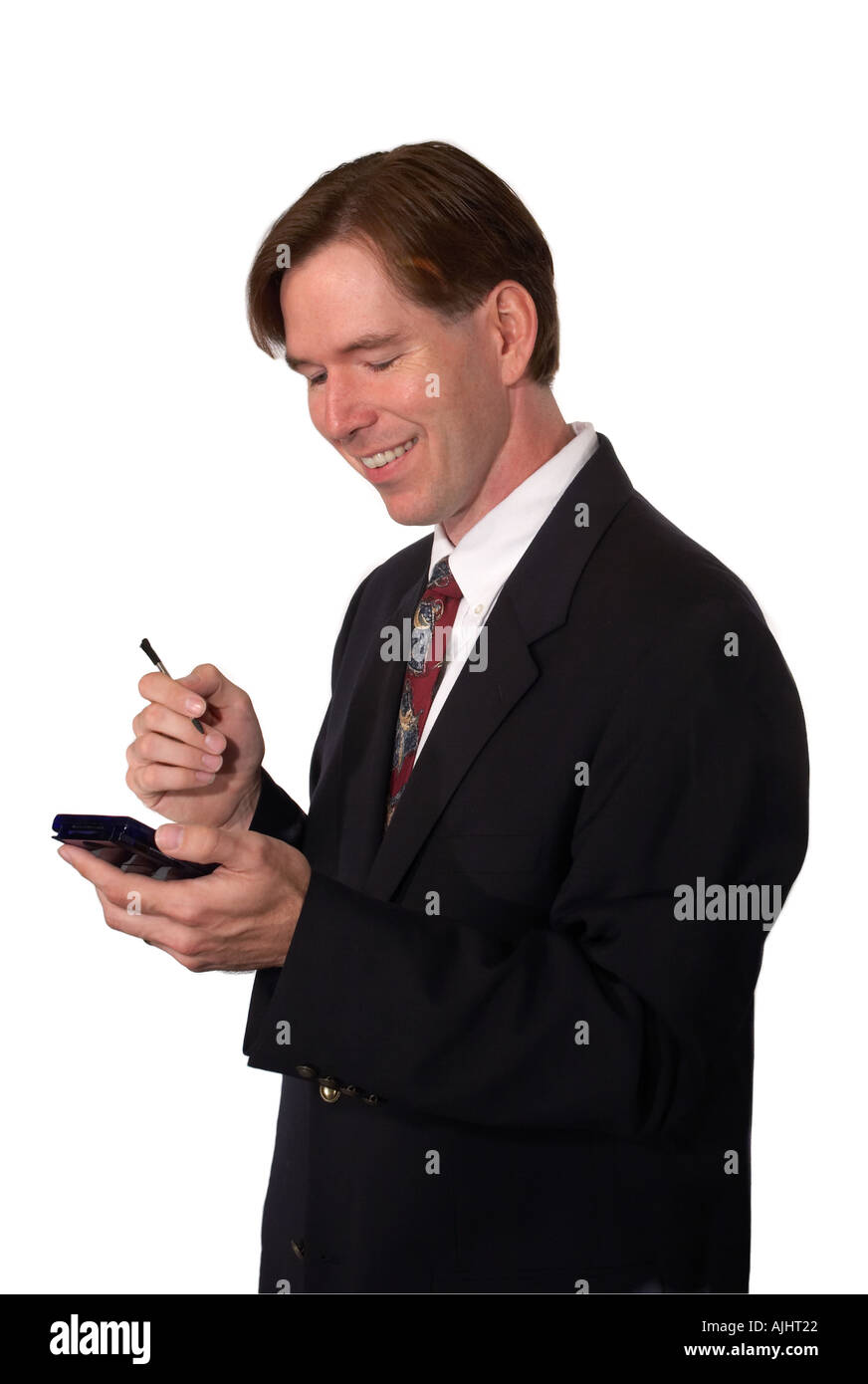 A business man working on a PDA Stock Photo - Alamy