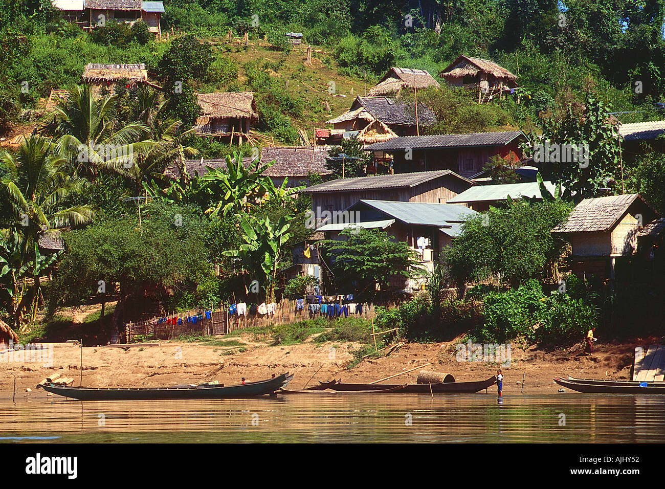 Village along the river Tha Stock Photo - Alamy