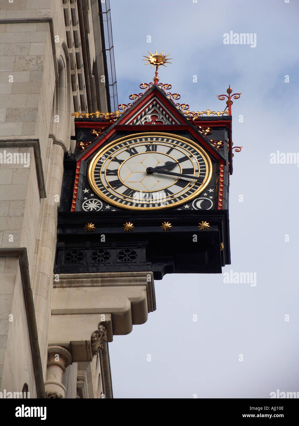 Clock on the Royal Courts of Justice Building on the Strand London ...