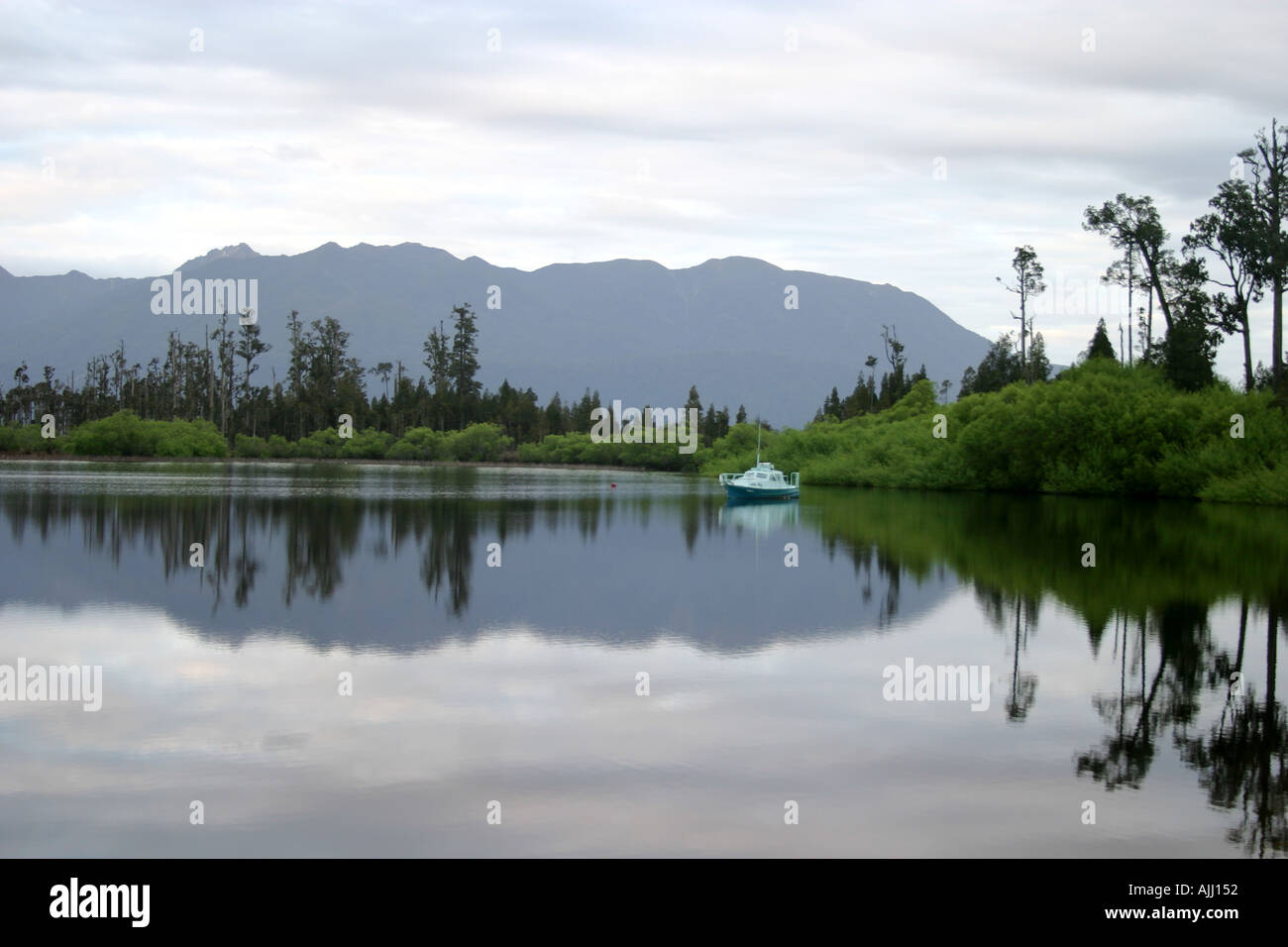 Lake Brunner reflection South Island New Zealand Stock Photo - Alamy