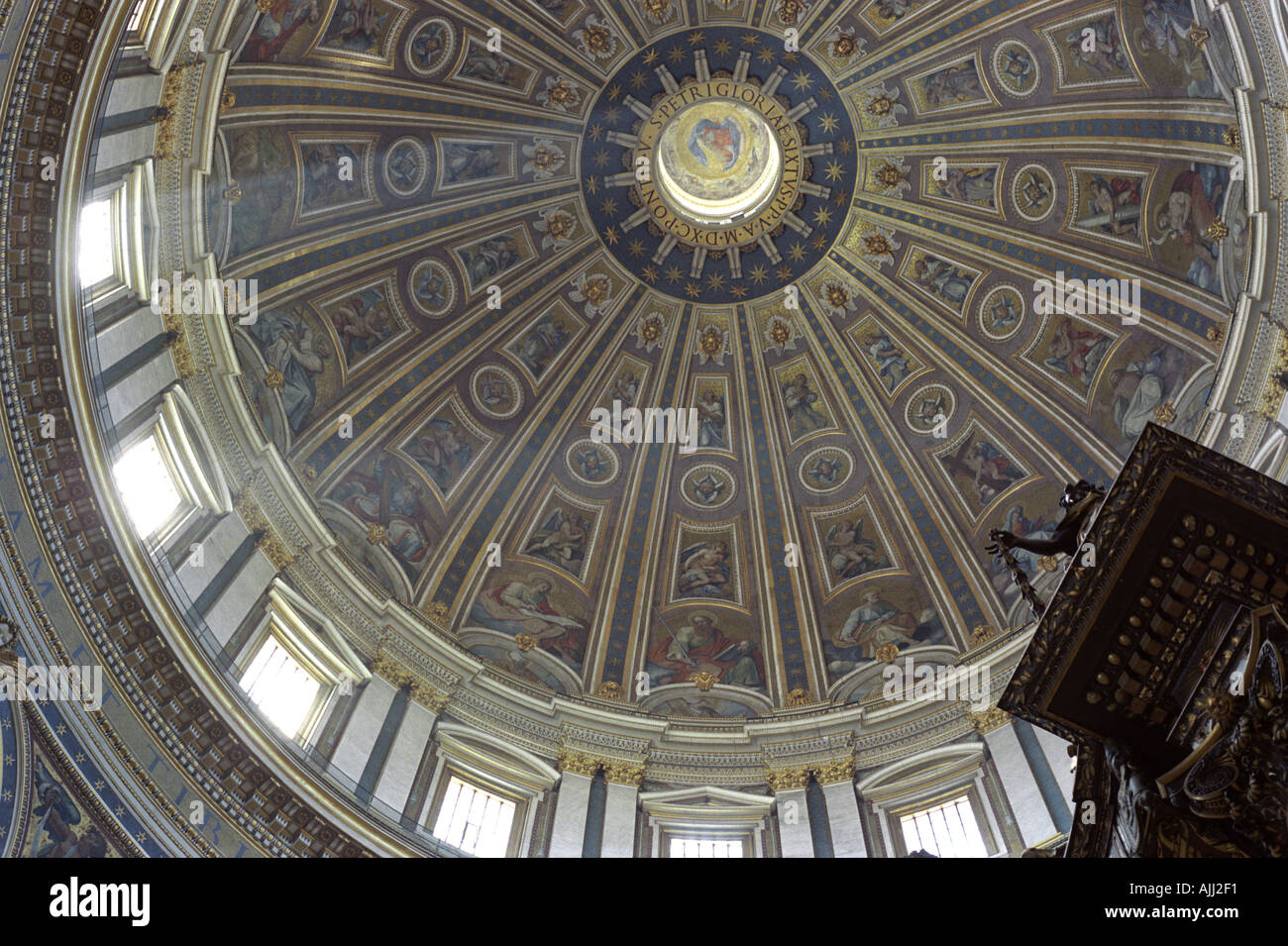 Looking up at the Michelangelo designed dome of Saint Peter s Basilica ...