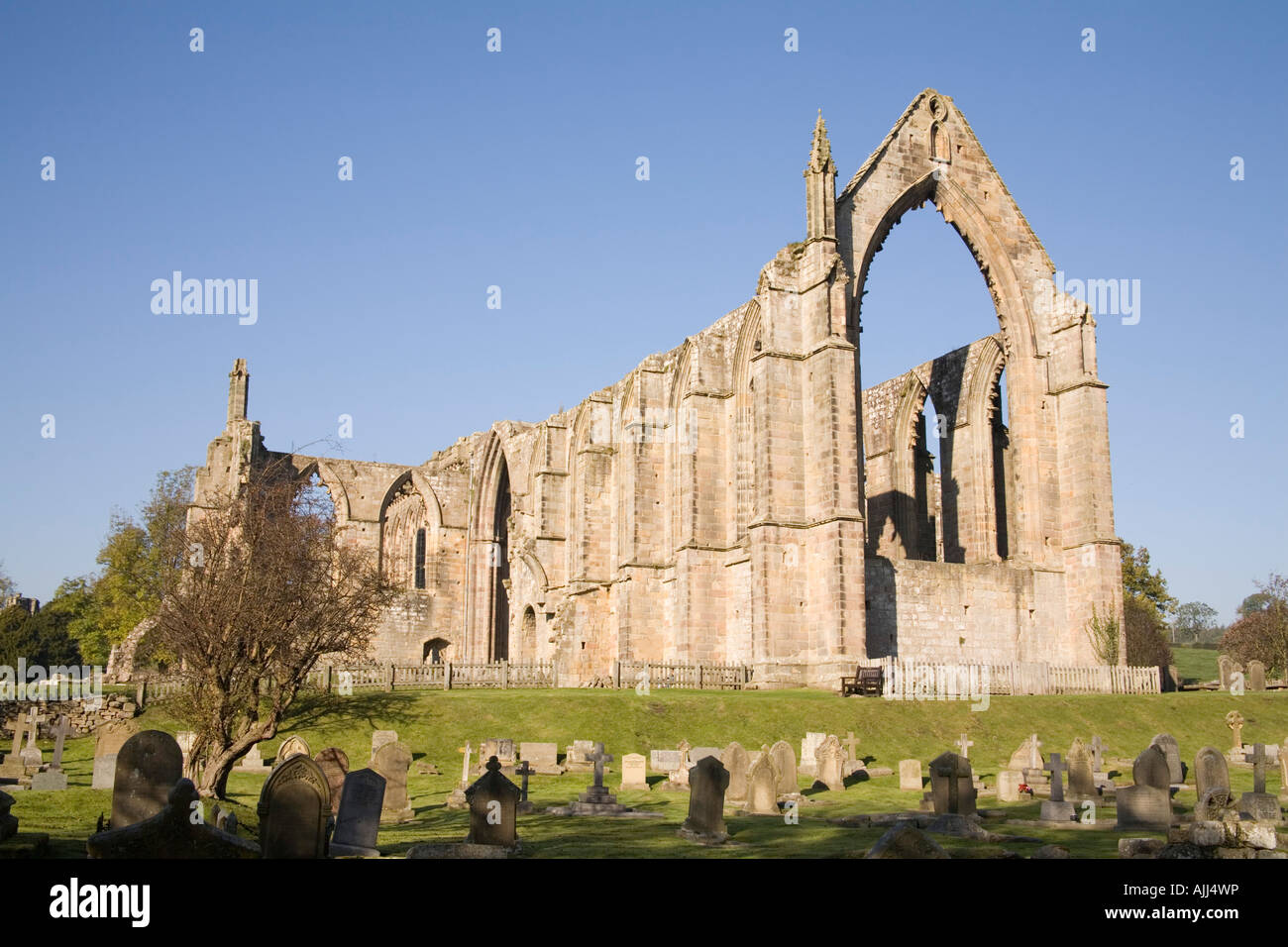 BOLTON ABBEY NORTH YORKSHIRE UK Ruins of 12thc Bolton Priory old ...