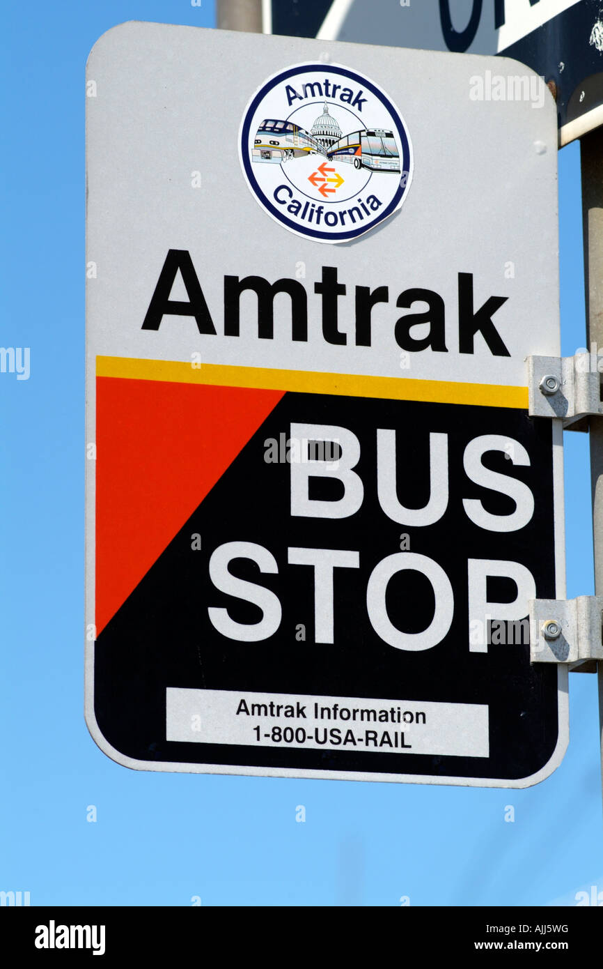 Amtrak Bus Stop Sign Long Beach California USA Stock Photo - Alamy