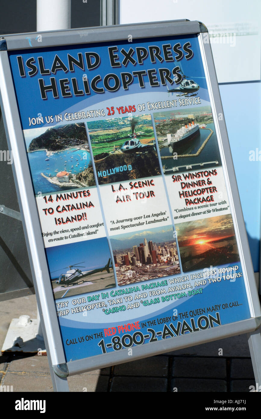 Tourism Sign for Helicopter Trips and Excursions Long Beach Southern ...