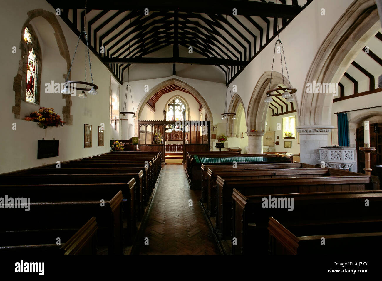 Interior of St John the Evangelist church, Bury, West Sussex Stock ...