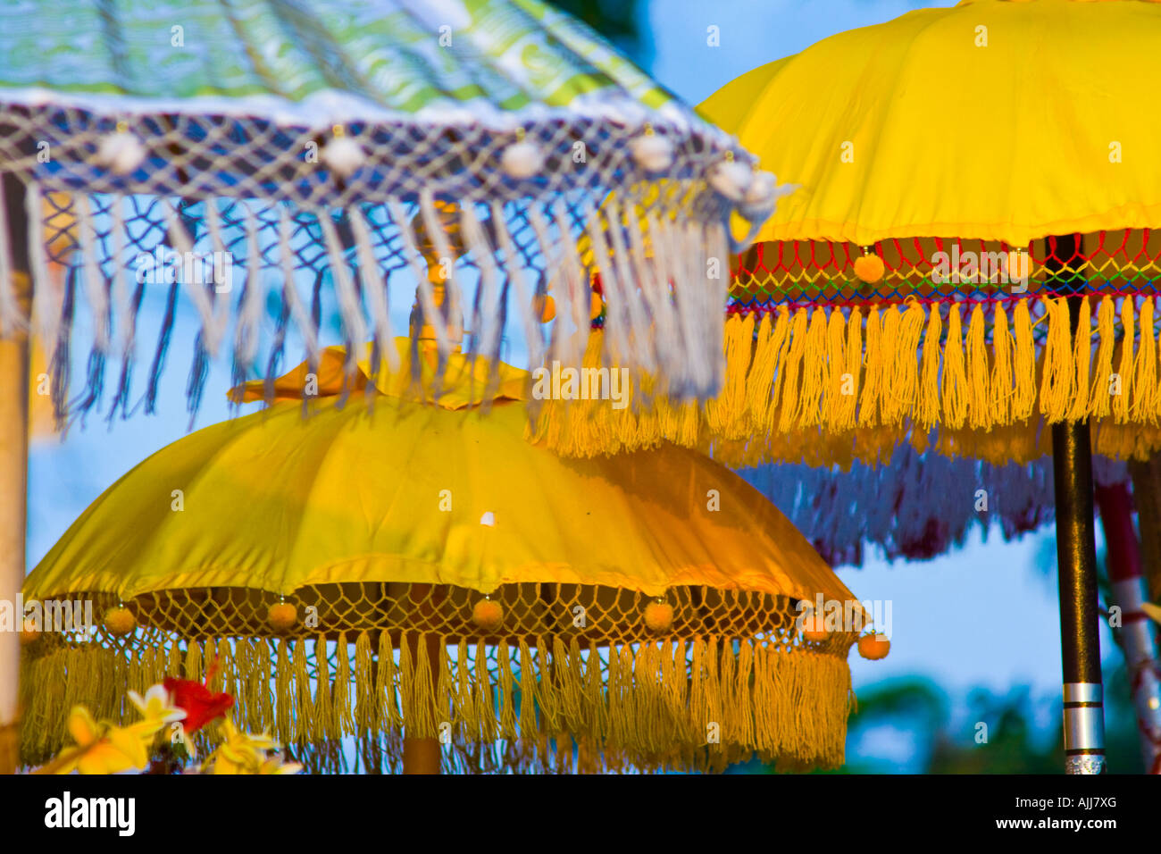 Parasols at a Pura Masceti Celebration at Ulun Tanjung Hindu Temple ...