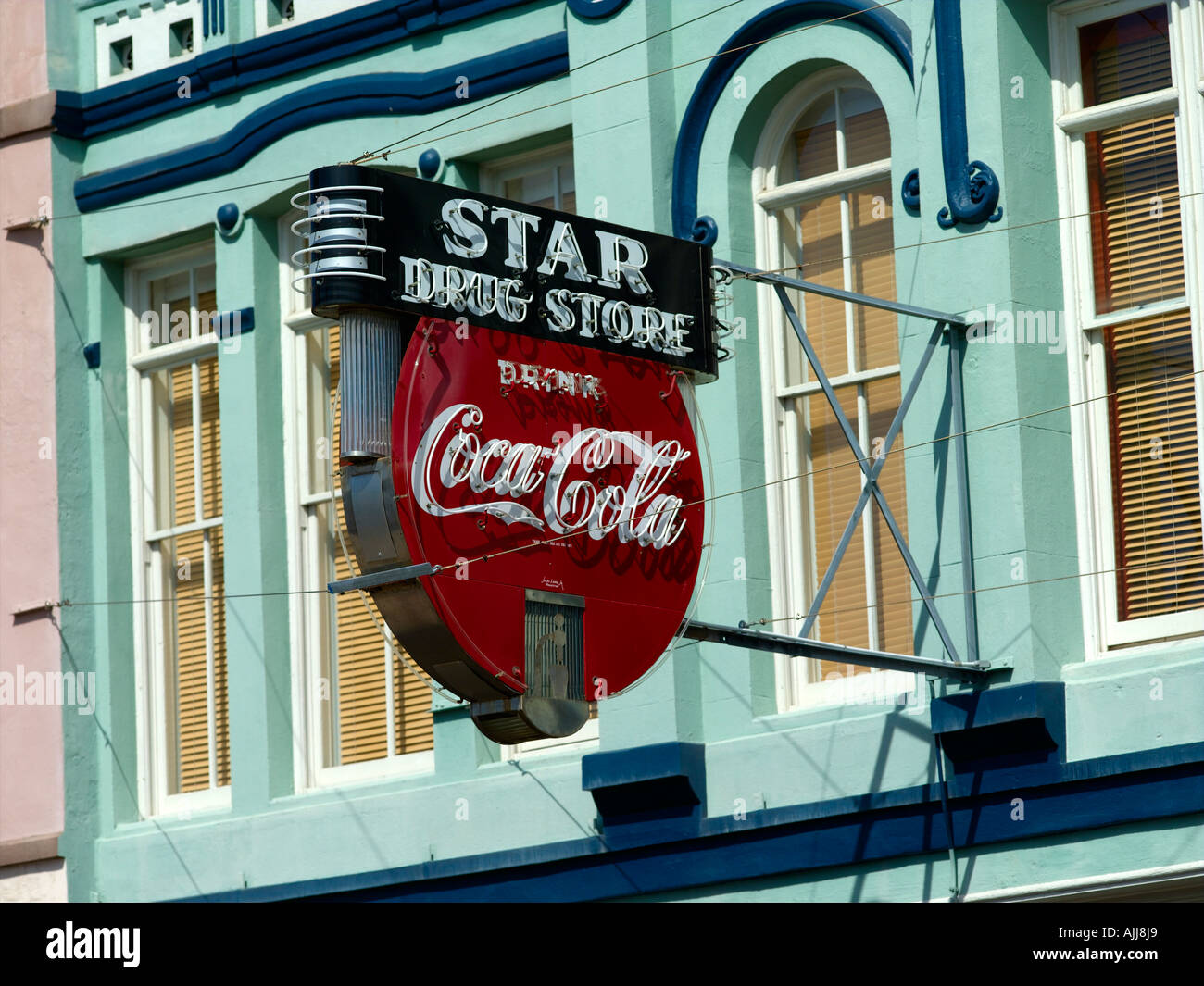 Galveston Island, Coca Cola Sign Stock Photo - Alamy