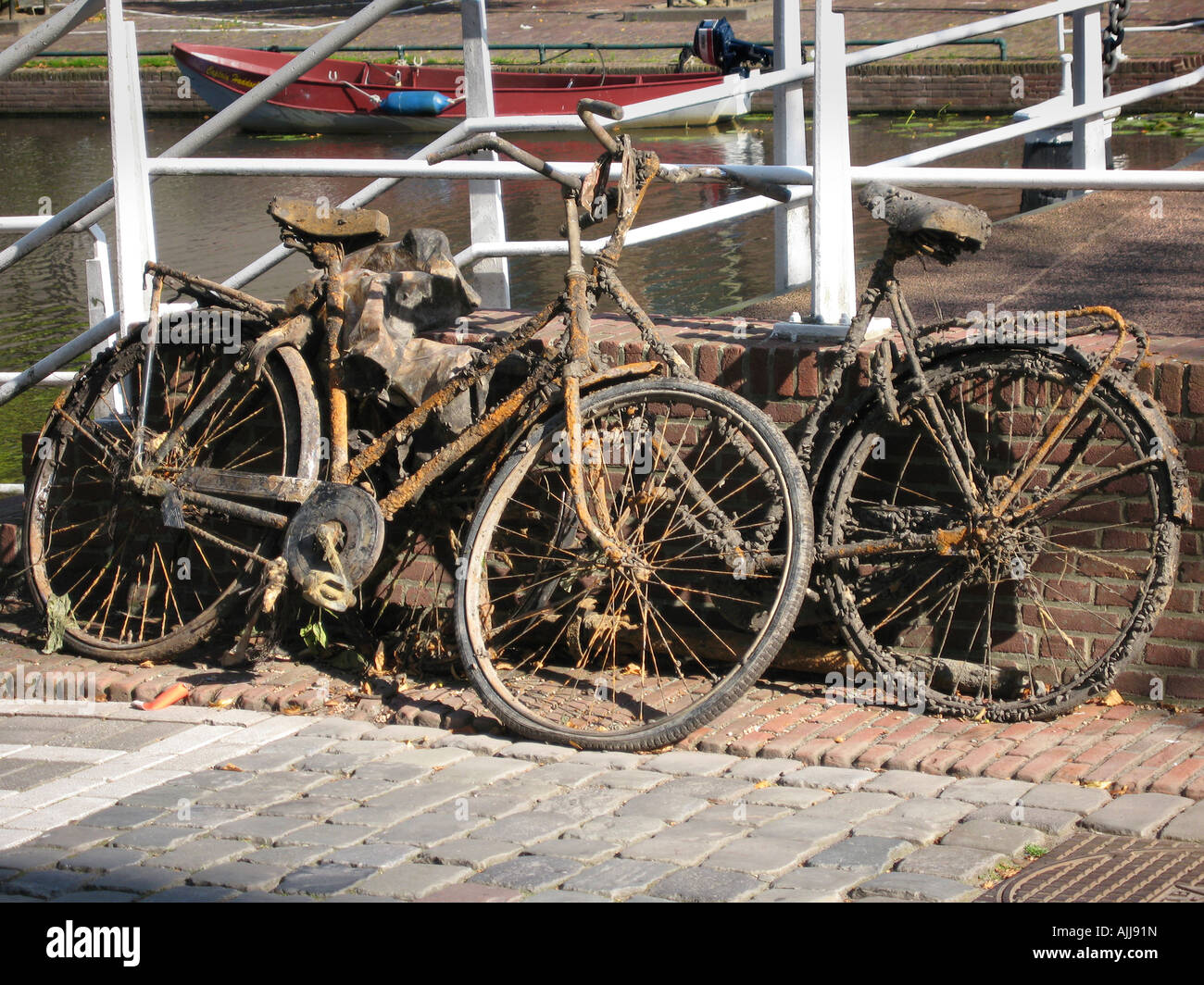 Dirty bicycles from the canal Stock Photo - Alamy