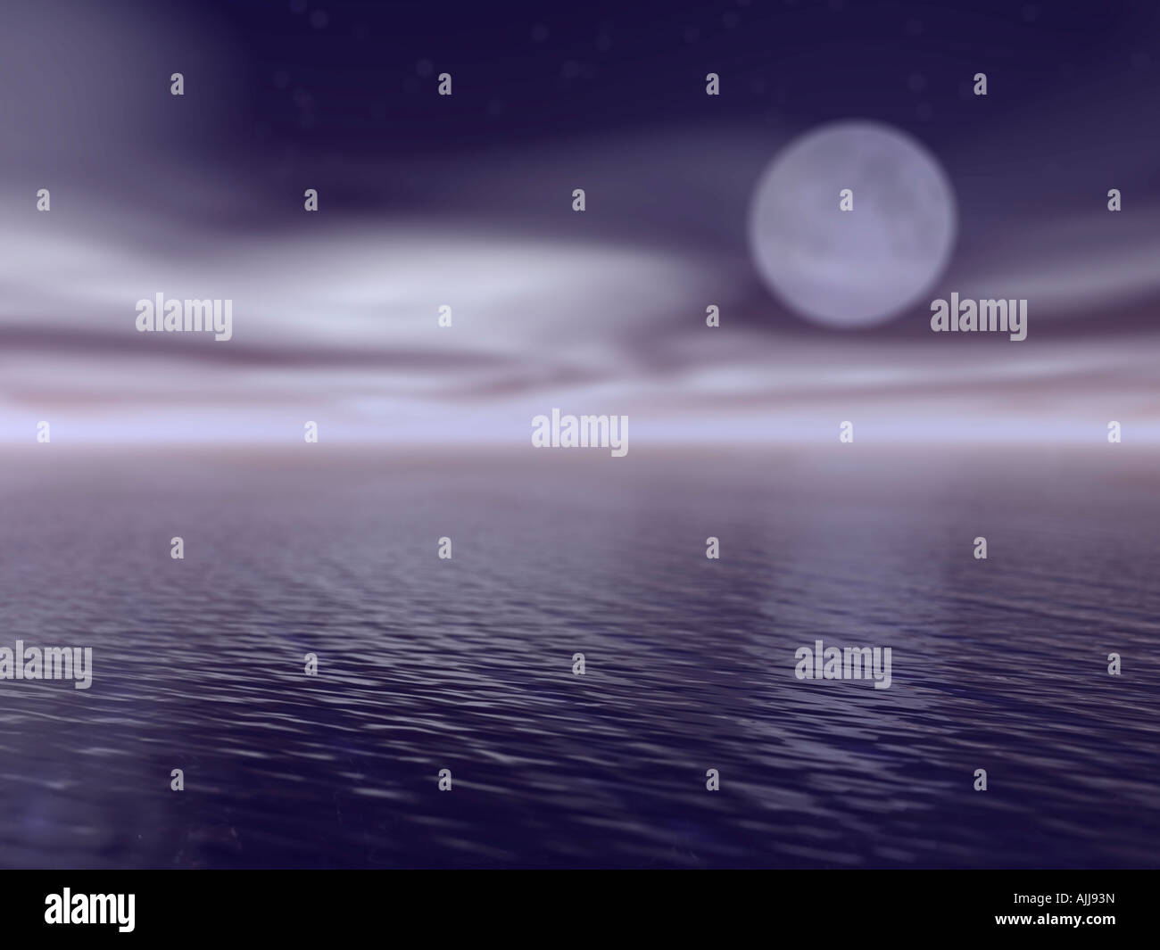 Cloudy moon over a lake Stock Photo - Alamy