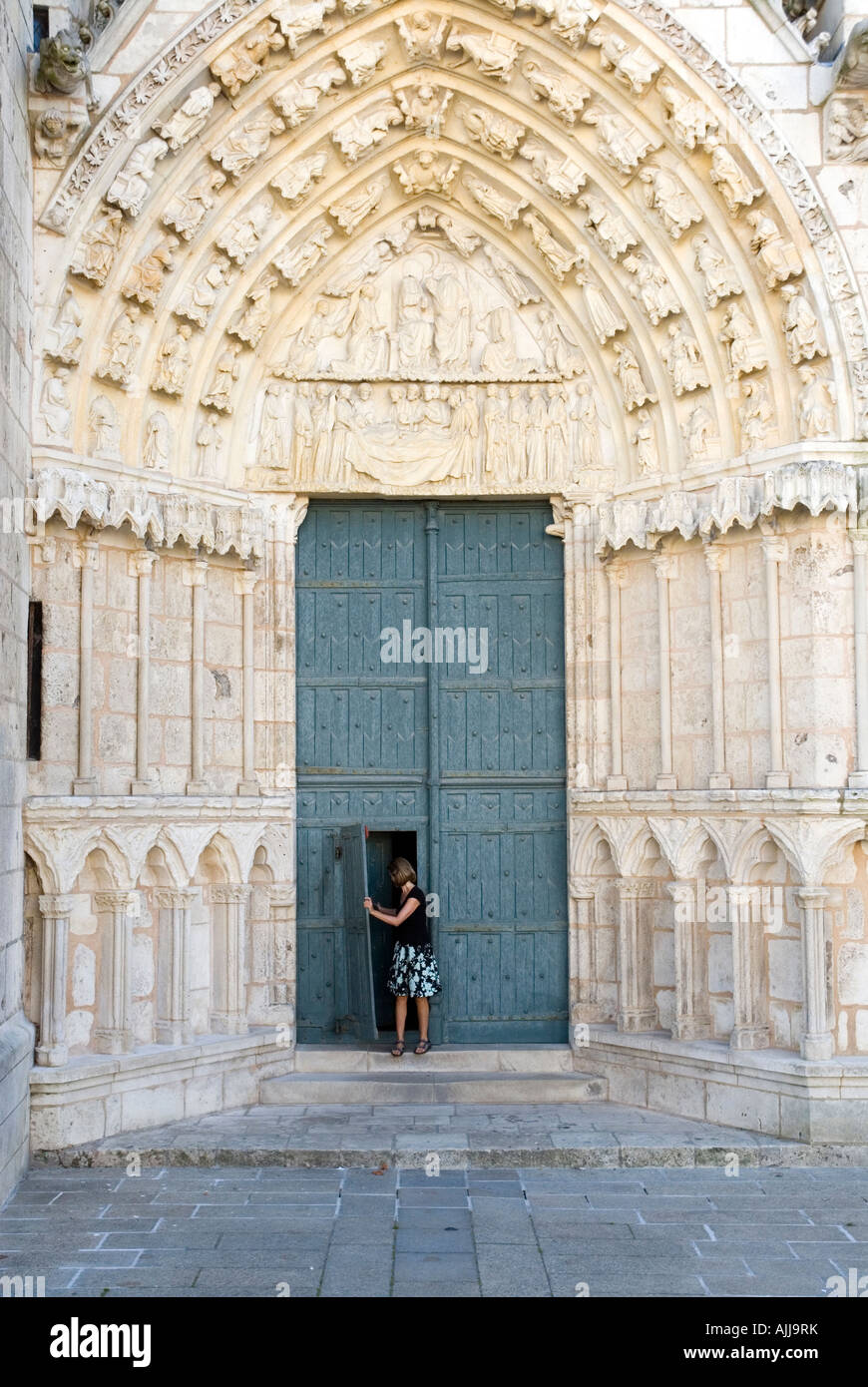 Western facade Cathedrale cathedral Saint Pierre Poitiers town centre ...