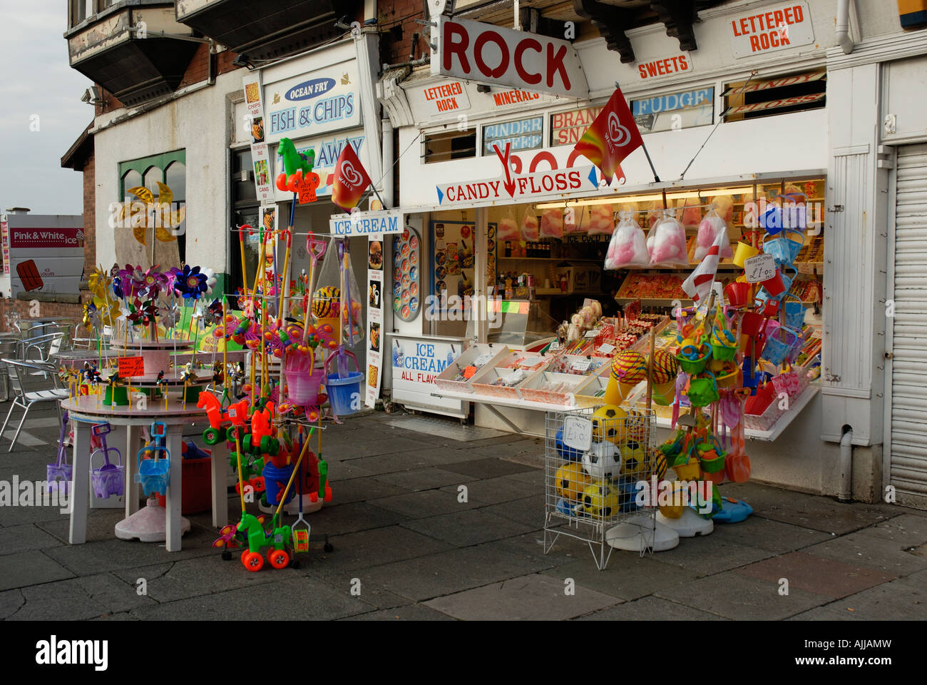 A typical seaside shop selling rock, windmills, buckets and spades etc ...