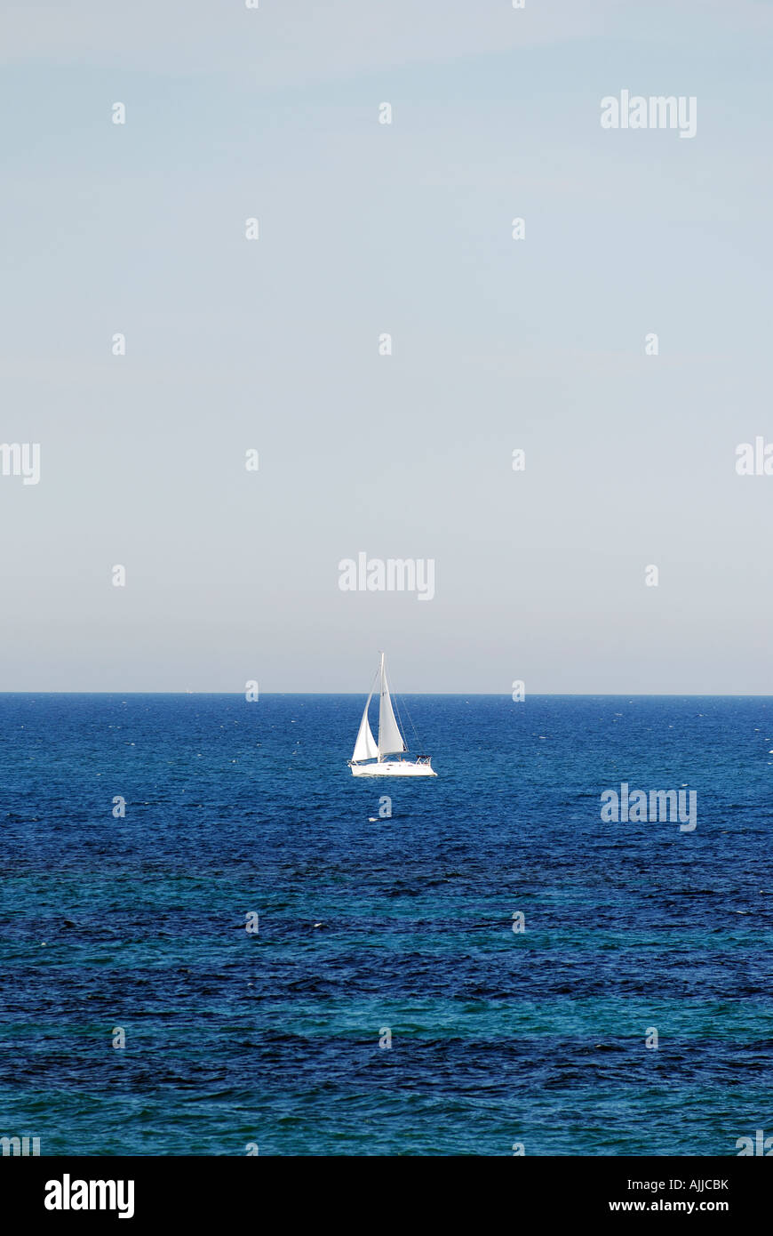 WHITE SAILING YACHT UNDER SAIL ON A SUNNY DAY PUNTA PRIMA TORREVIEJA ...