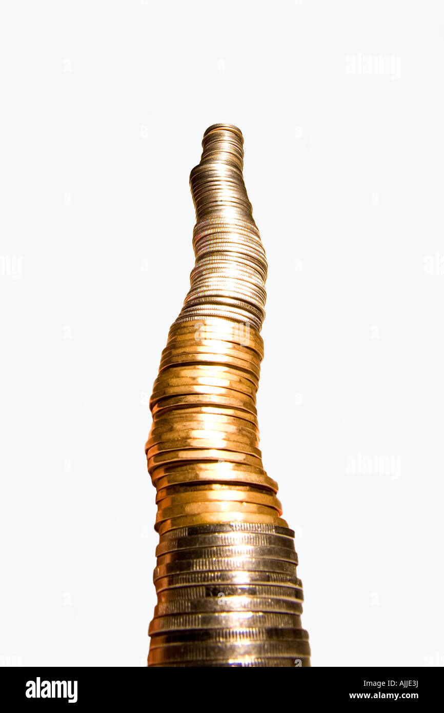 Tower of coins Stock Photo - Alamy