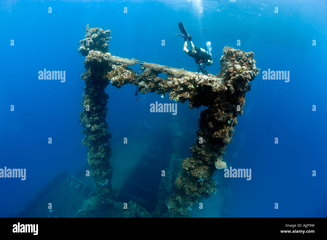 Exterior of sunken ship Fujikawa Maru Truk Lagoon Chuuk Federated ...