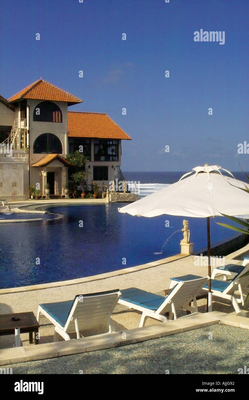 Panoramic view of a swimming pool by the sea Stock Photo - Alamy