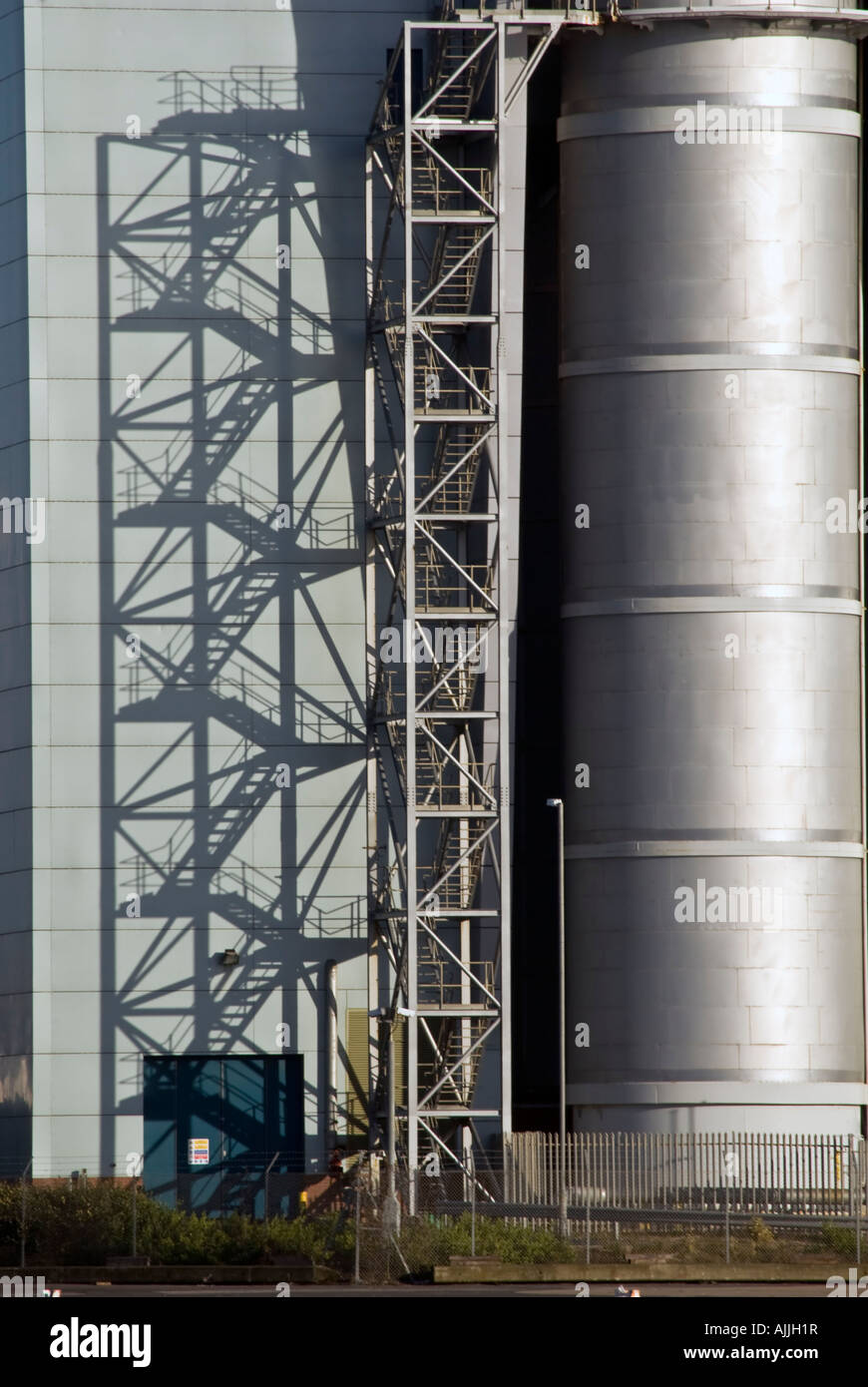 power station chimney shadow of ladder access Stock Photo - Alamy