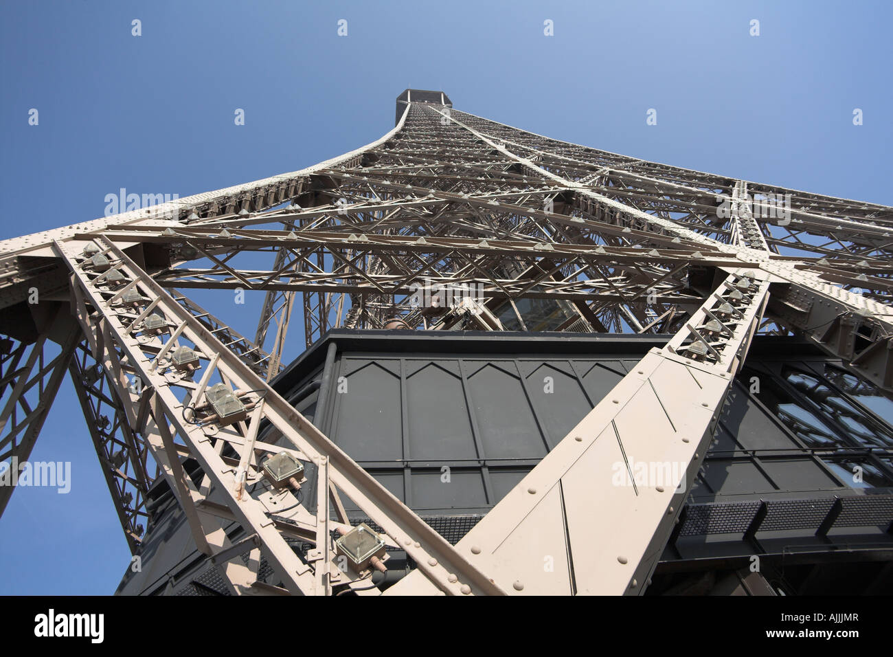 Eiffel Tower Wide angle view looking up underneath Stock Photo - Alamy