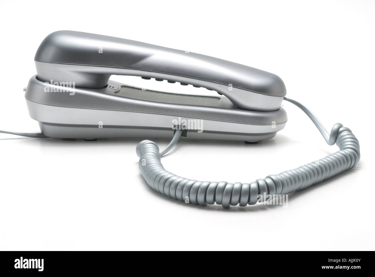 Silver grey telephone Stock Photo - Alamy