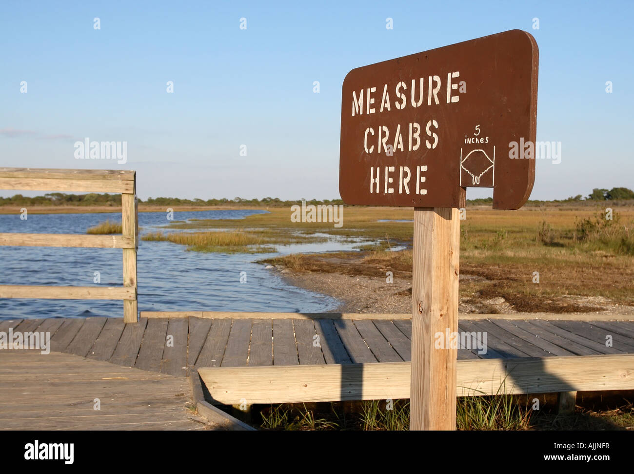 Crabbing sign at Assateague Island National Seashore, Maryland Stock ...