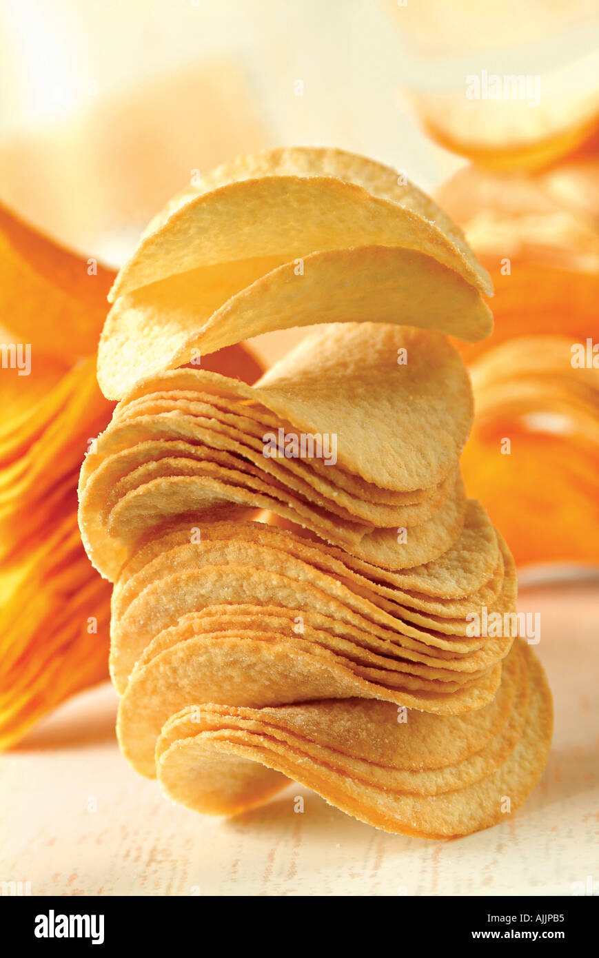 Close up of a stack of potato chips Stock Photo - Alamy