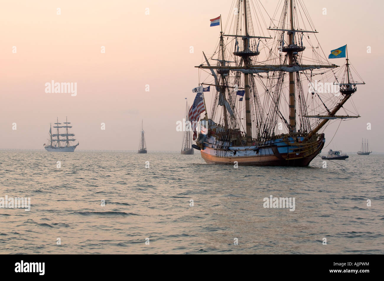Sailboats on the water at sunrise for Parade of Sails, Chesapeake Bay ...