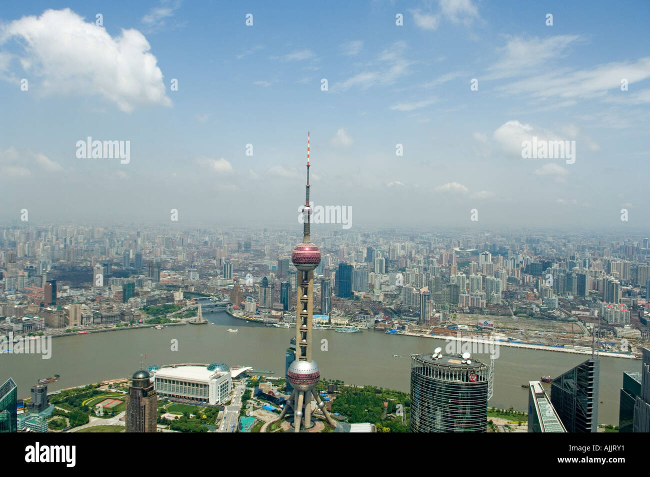 Oriental Pearl TV Tower in Pudong New Area and Puxi Area Skyline with ...