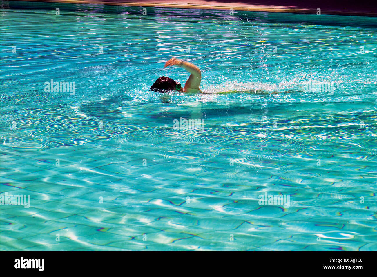 Side profile of a person swimming in a pool Stock Photo - Alamy