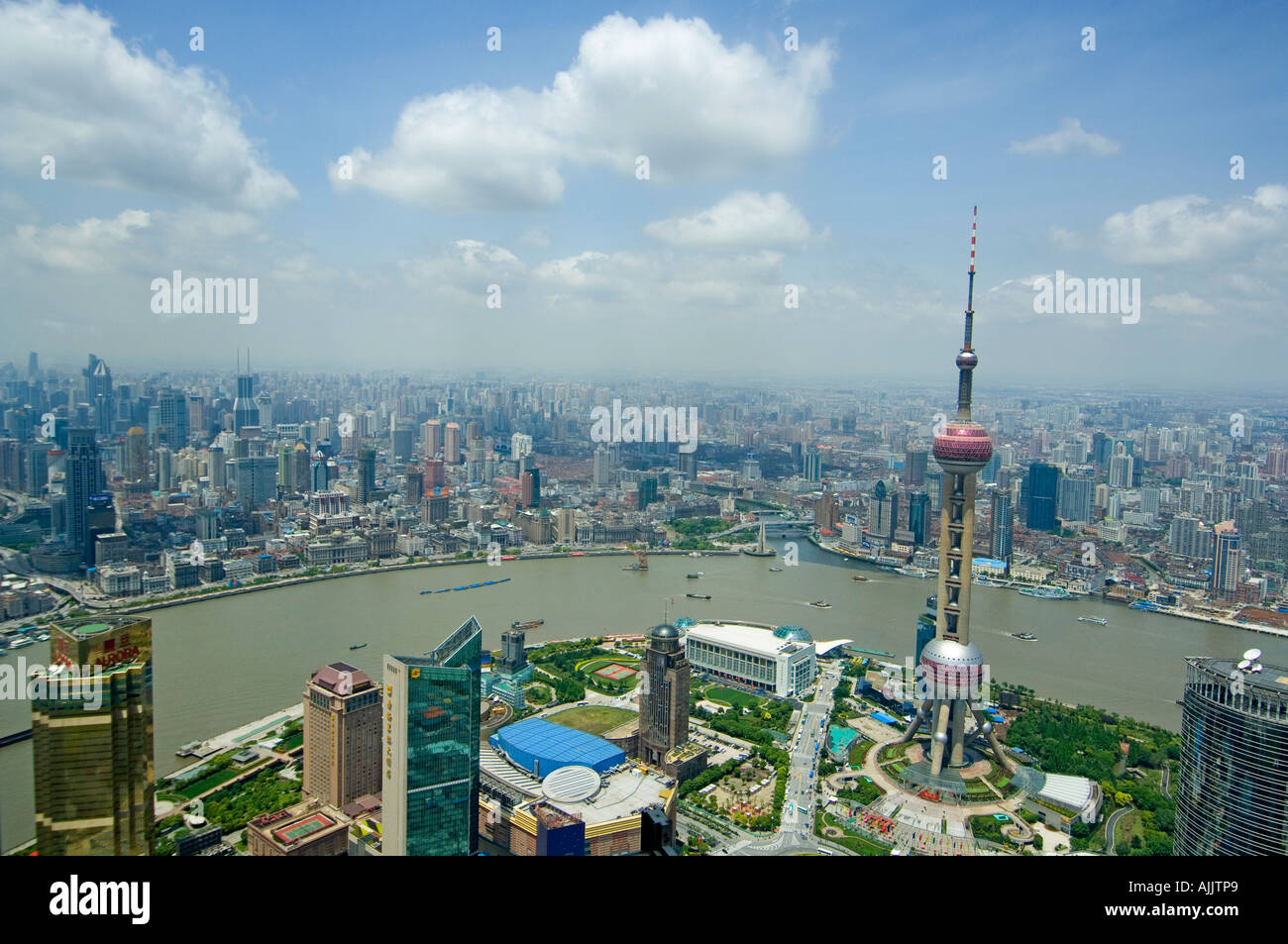 Oriental Pearl TV Tower in Pudong New Area and Puxi Area Skyline with ...
