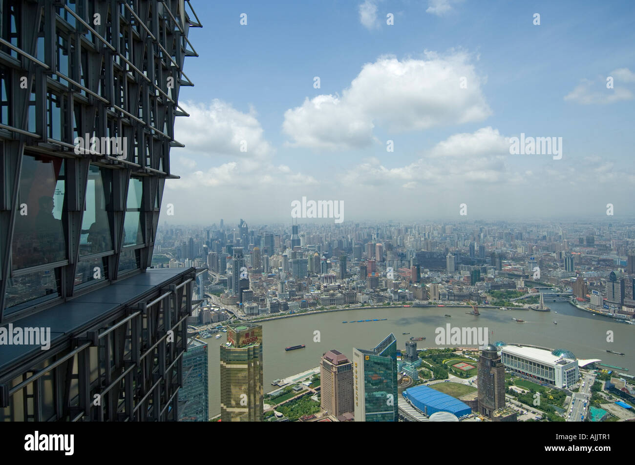 Pudong New Area and Puxi Area Skyline and the Jin Mao Building ...