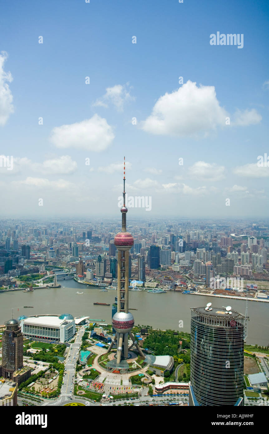 Oriental Pearl TV Tower in Pudong New Area and Puxi Area Skyline with ...