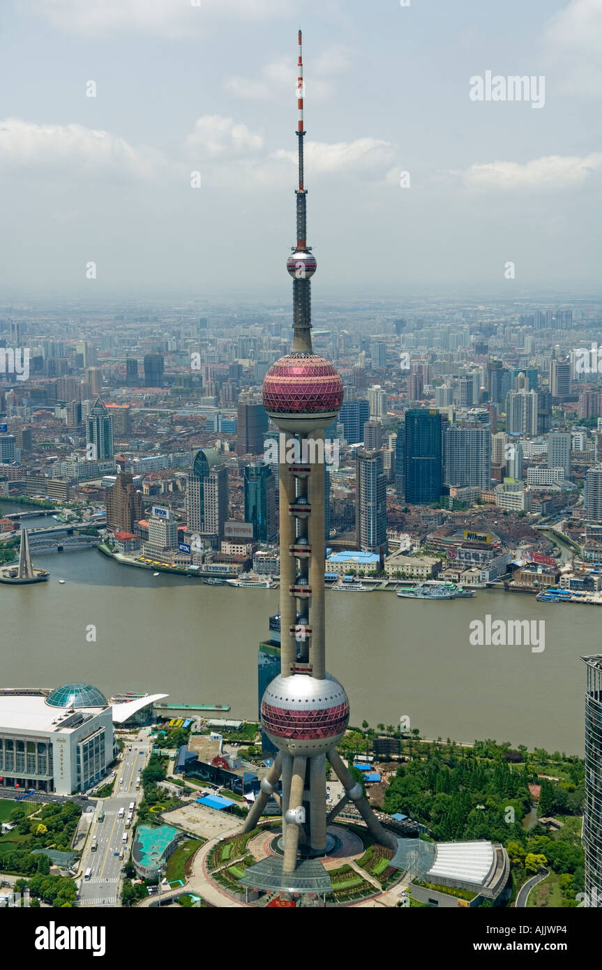 Oriental Pearl TV Tower in Pudong New Area and Puxi Area Skyline with ...