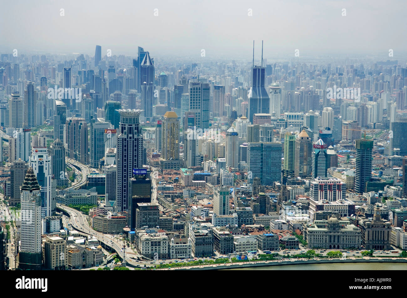 Pudong New Area and Puxi Area Skyline with Huangpu River, Shanghai ...