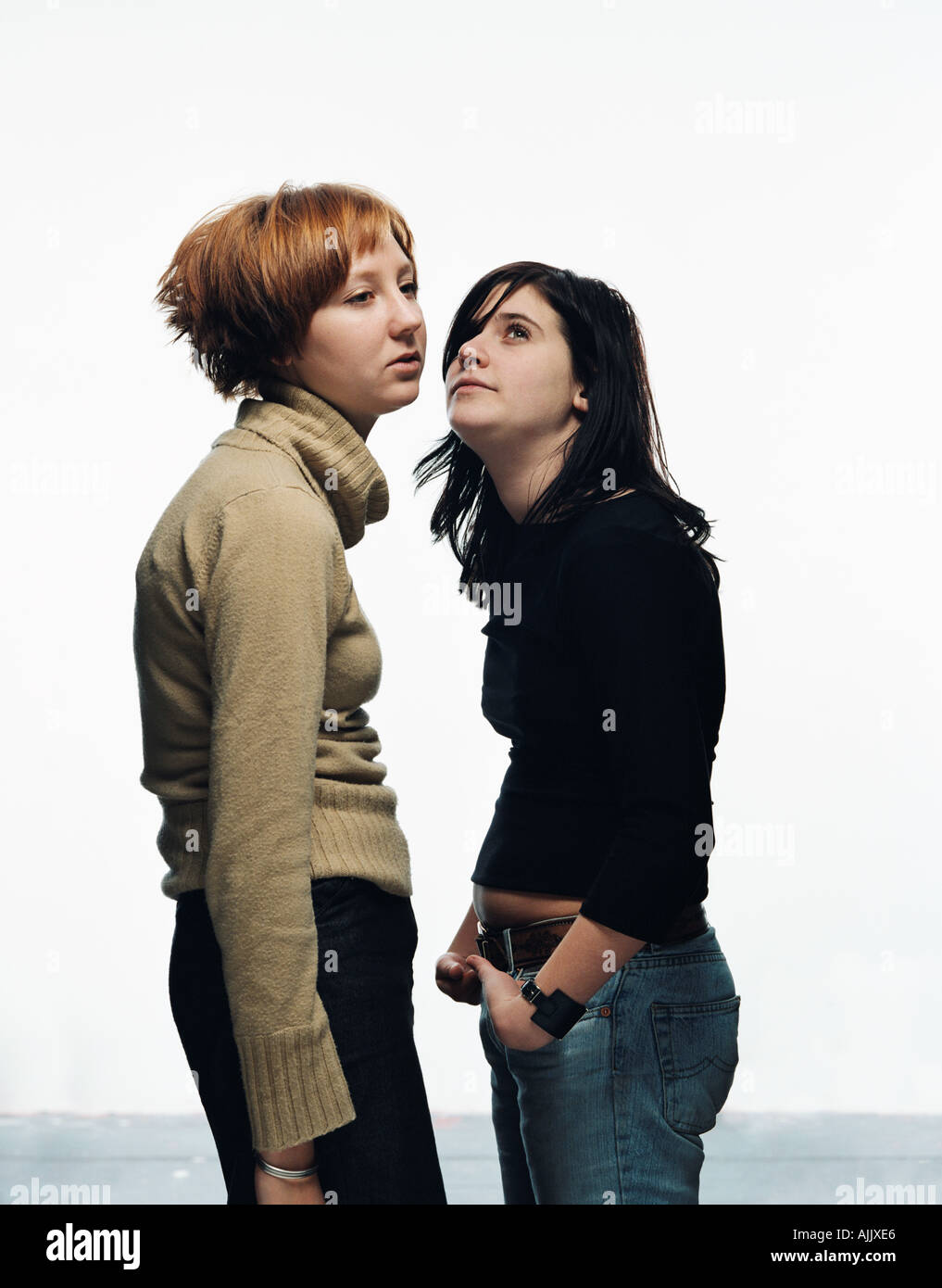 Woman slouching standing hi-res stock photography and images - Alamy