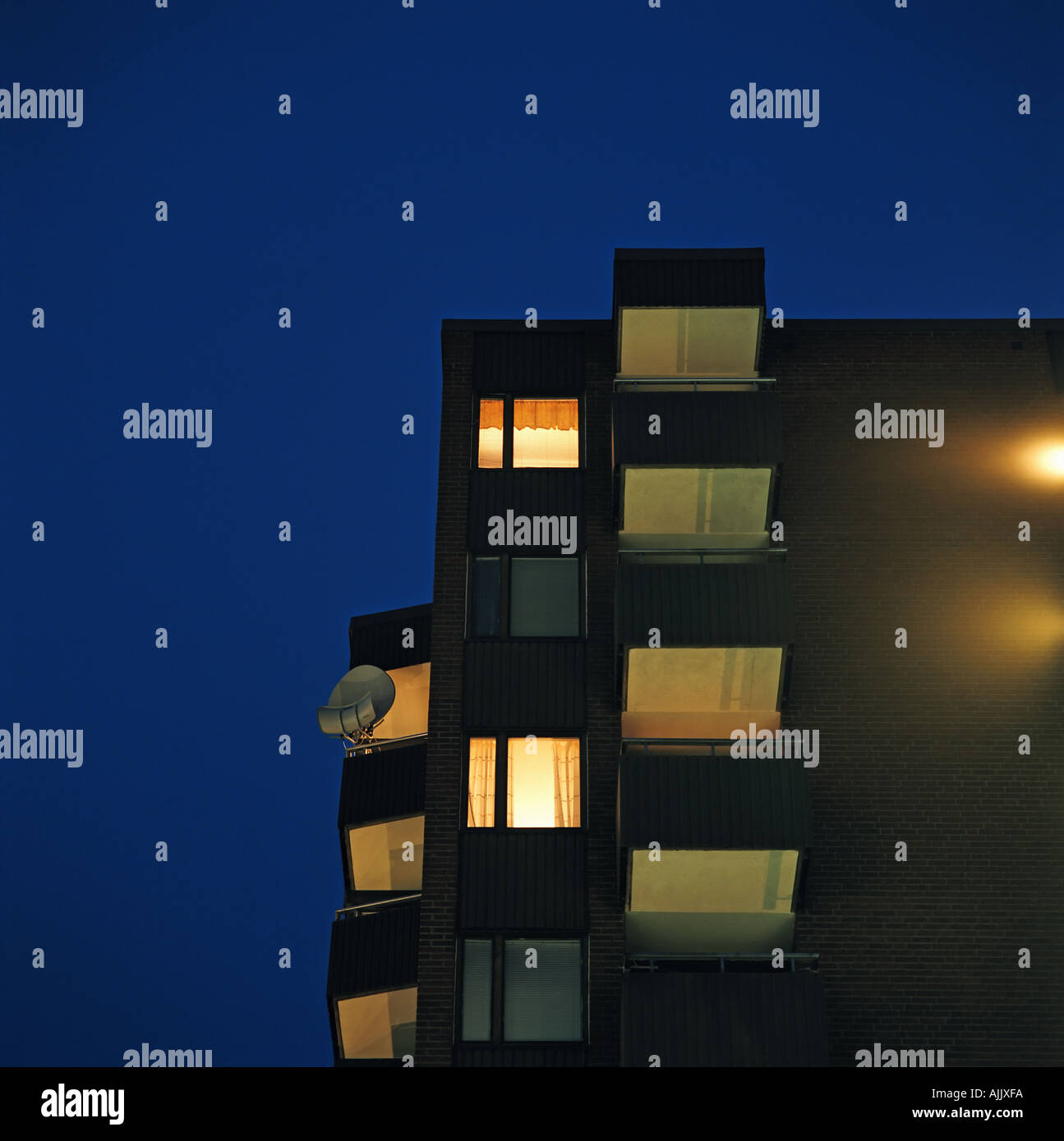 Outside an apartment block at night Stock Photo - Alamy