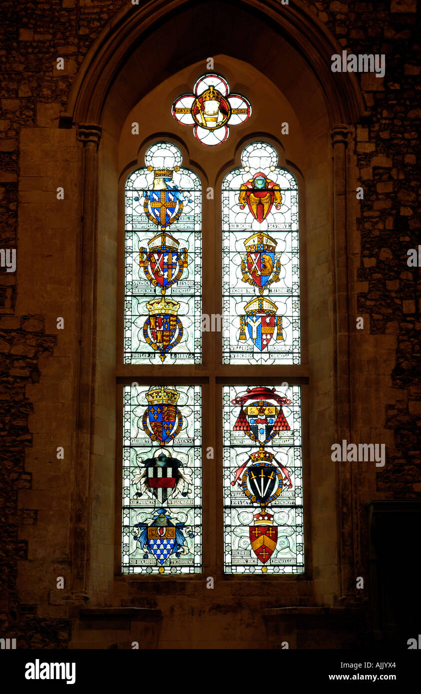 Stained glass window in The Great Hall Winchester Hampshire Stock Photo ...