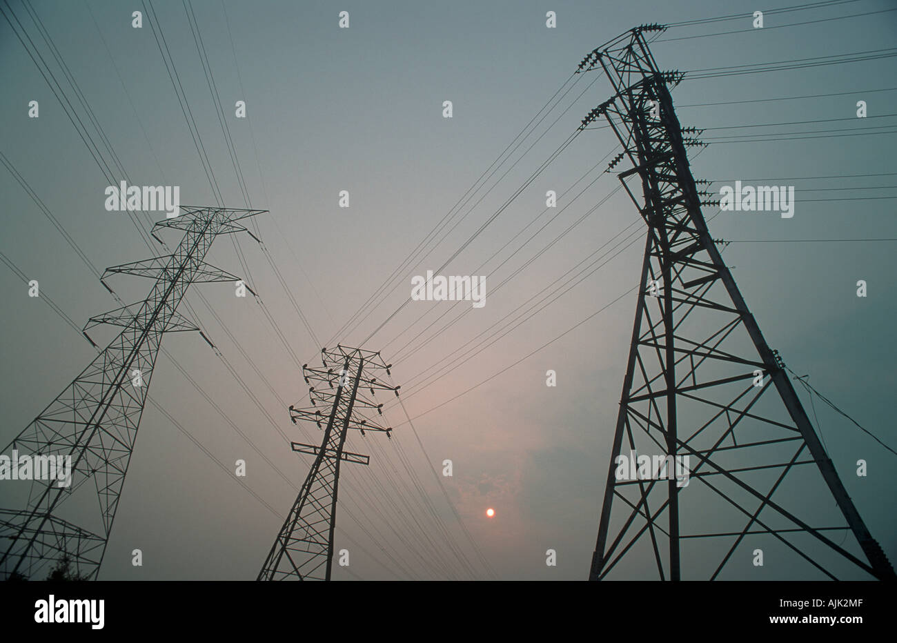 Electricity transmission towers Stock Photo - Alamy