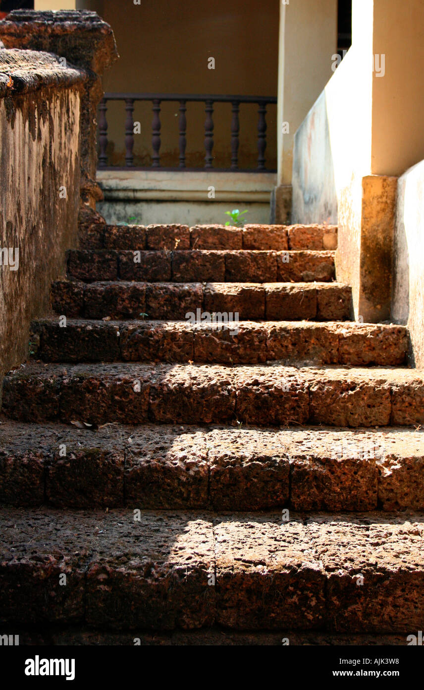 Stonestairs leading to an old traditional house, Kerala, India Stock ...