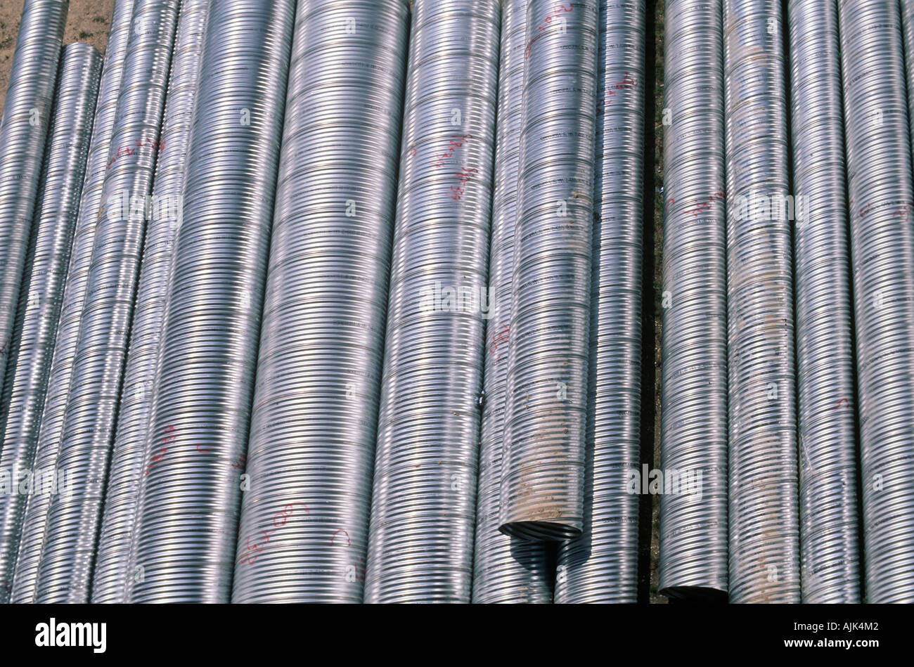 corrugated pipes at construction site Stock Photo - Alamy