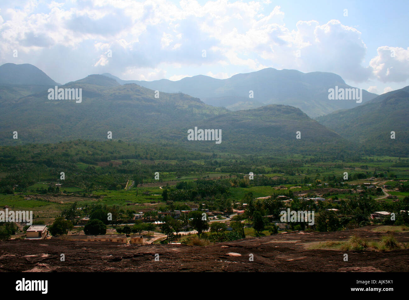A panoramic view of the beautiful village of Marayoor in Kerala Stock ...