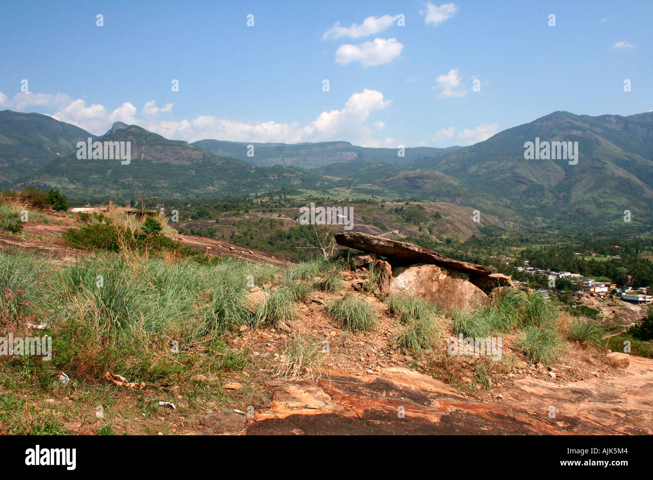 The panoramic view of a valley at Marayoor, Kerala, India Stock Photo ...