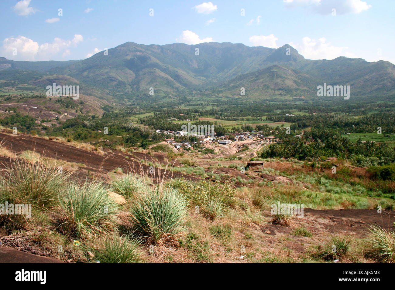 The distant view of a green valley at Marayoor, Kerala, India Stock ...