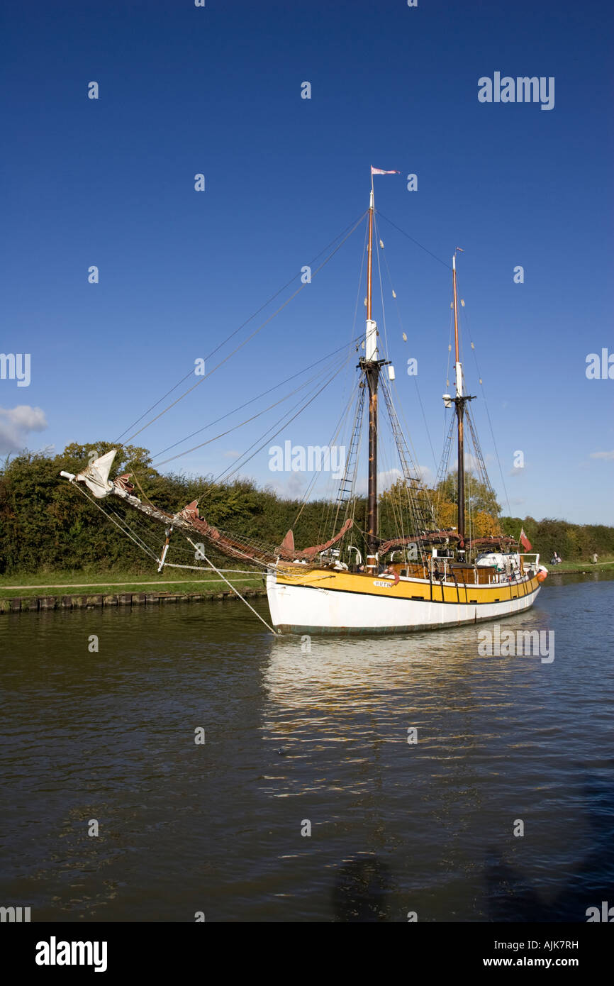 The tall ship Ruth a gaff rigged ketch on Sharpness Canal after leaving ...
