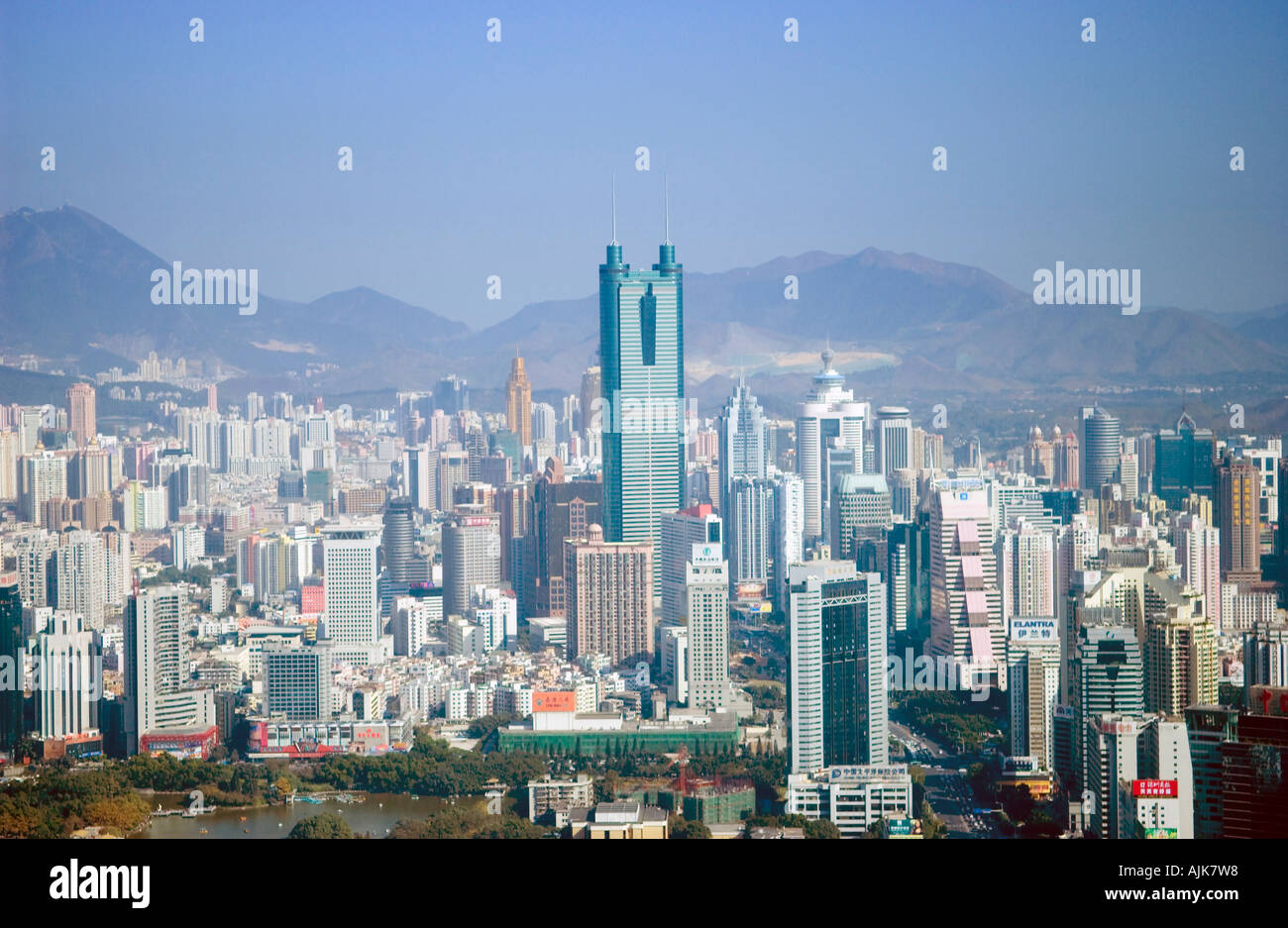 Shenzhen skyline with landmark Diwang Building Guangdong China Stock ...