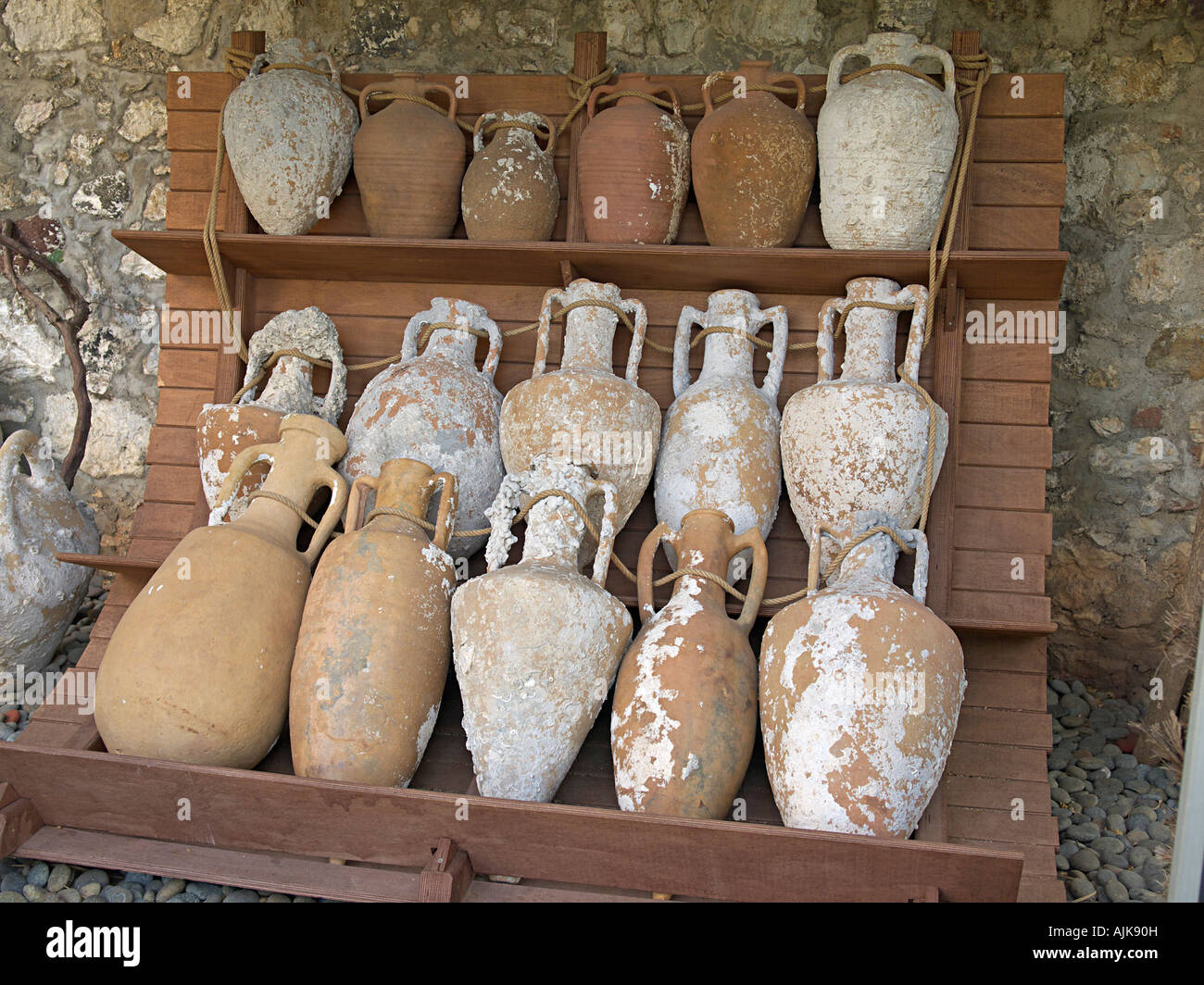 AMPHORAE ON DISPLAY AT CASTLE MARMARIS MUGLA TURKEY Stock Photo - Alamy