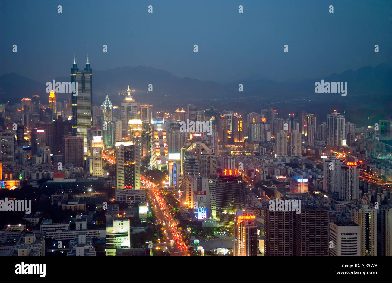Elevated View of Shenzhen at Night Night view of Shenzhen from Saige ...