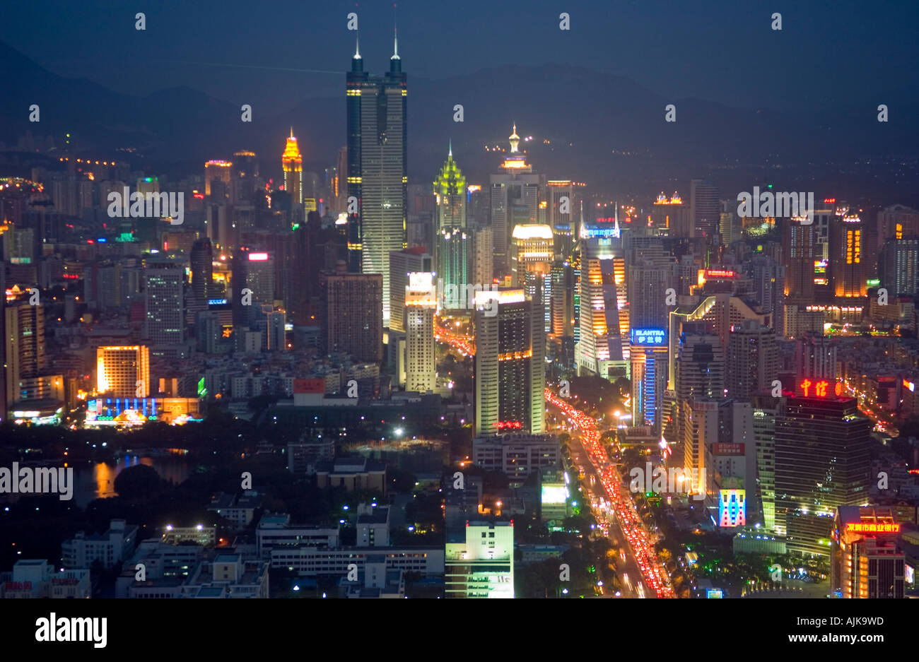 Elevated View of Shenzhen at Night Night view of Shenzhen from Saige ...