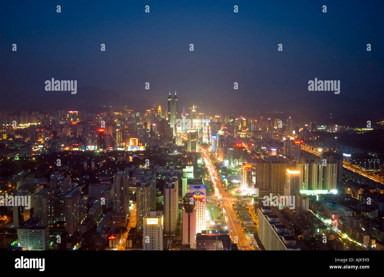 Elevated View of Shenzhen at Night Night view of Shenzhen from Saige ...
